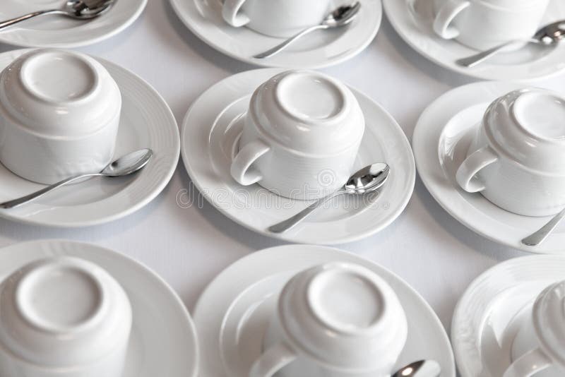 Clean tea sets on table stock photo. Image of dish, saucer - 25816374