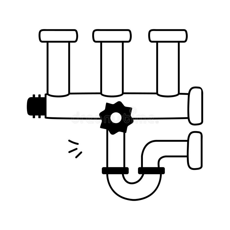 A Clean, Technical Line Drawing Illustrates a Triple Output Pipe Setup ...