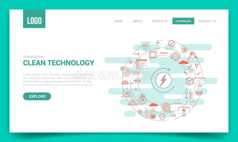 Clean Technology Concept with Circle Icon for Website Template or ...