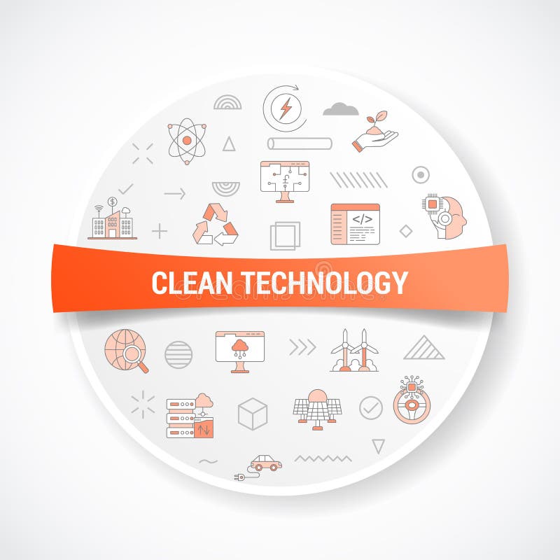 Clean Technology Concept with Icon Concept with Round or Circle Shape ...