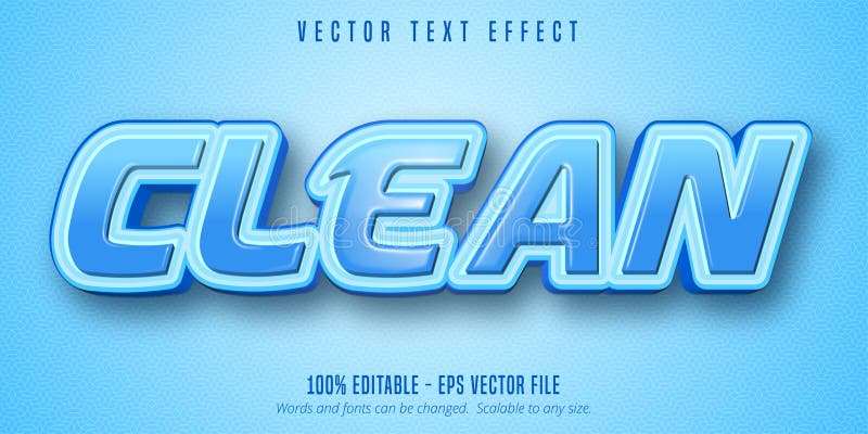 Clean Text, Blue Editable Text Effect Stock Vector - Illustration of ...