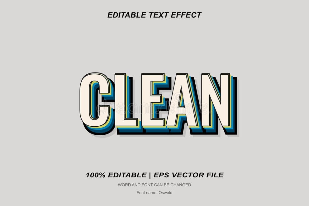 Clean Text Style Effect, 3d Editable Vector Design Stock Vector ...