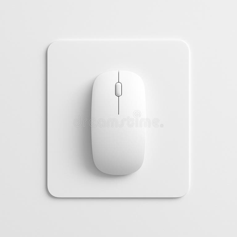 Sleek White Wireless Mouse on a Light Grey Mousepad Stock Illustration ...