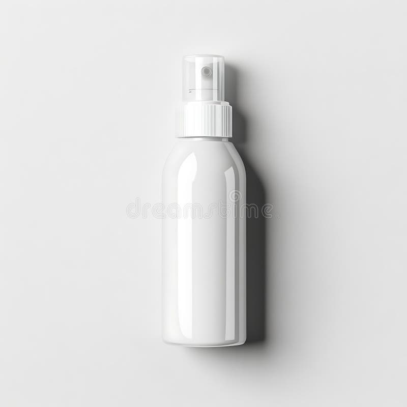 A Clean, Top-down View of a Blank, White Spray Bottle Against a Plain ...