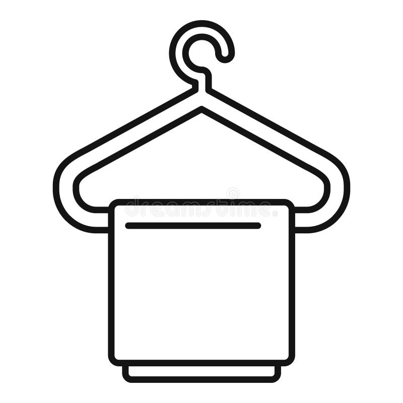 Clean Towel Hanging on Hanger Icon Thin Line for Laundry Service Stock ...