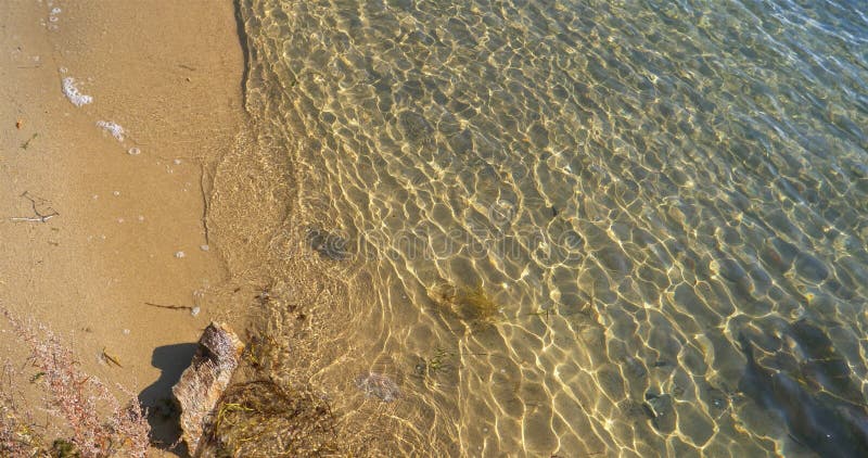 Clean Transparent Water Sunlight Reflection Wave Flow Surf and Sand ...