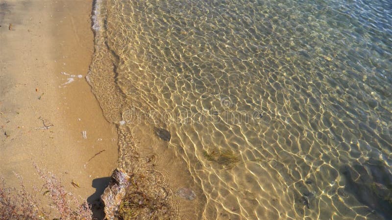 Clean Transparent Water Sunlight Reflection Wave Flow Surf and Sand ...