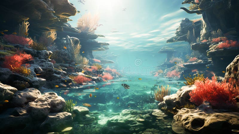 Clean Underwater Environment Scenery Stock Image - Image of deep, water ...