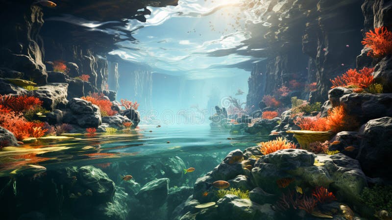 Clean Underwater Environment Scenery Stock Image - Image of beauty ...