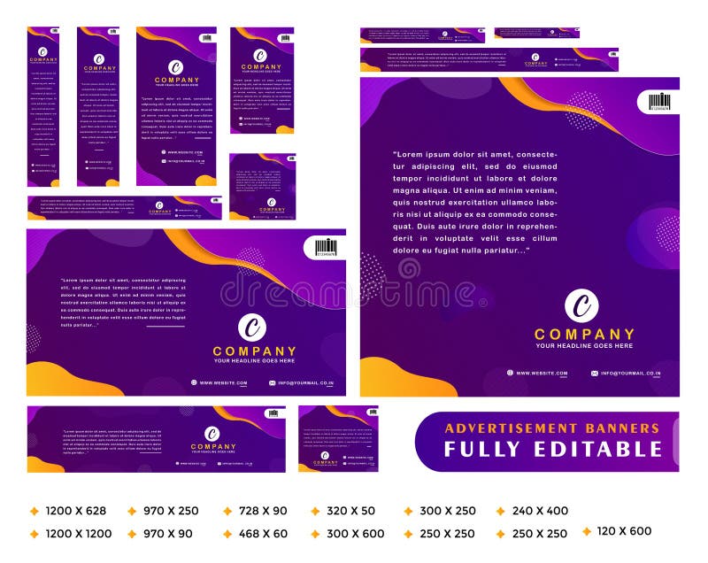 Clean and Unique Advertisement Banners Set Stock Vector - Illustration ...