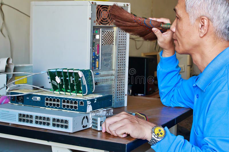 Clean Up the Computer S Man Stock Photo - Image of environment ...