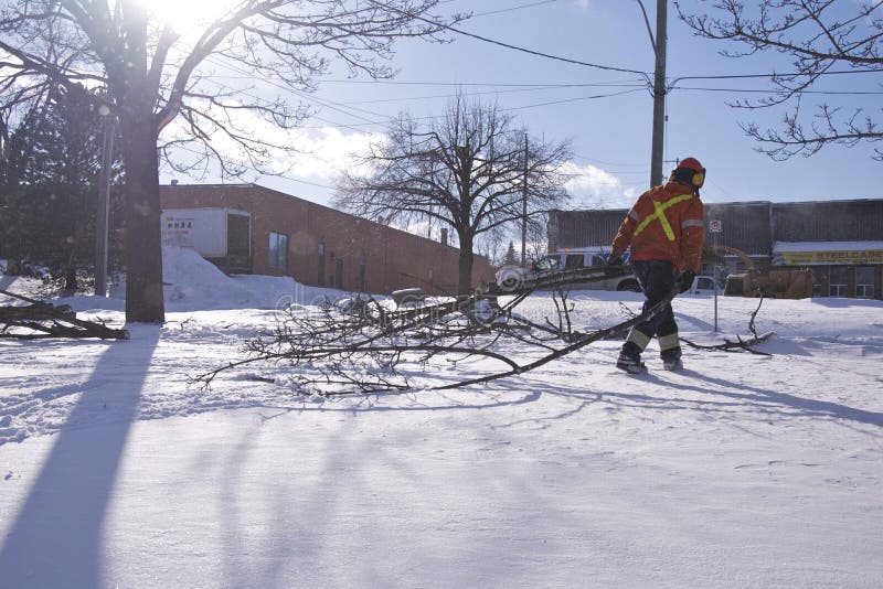 Clean Up after the Winter Snow Storm Editorial Stock Image - Image of ...