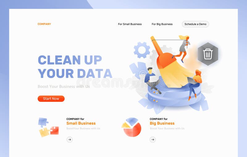 Clean Up Your Data Web Page Header Stock Vector - Illustration of ...