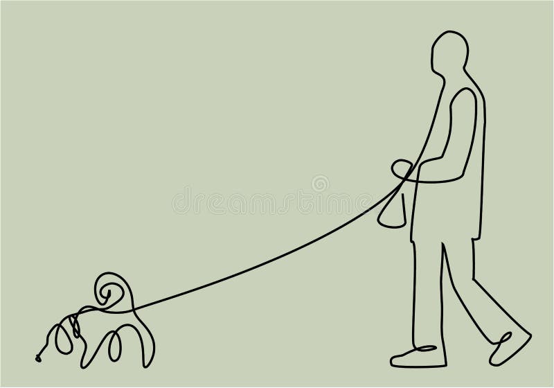 Clean Up after Your Pet One Line Drawing Stock Vector - Illustration of ...