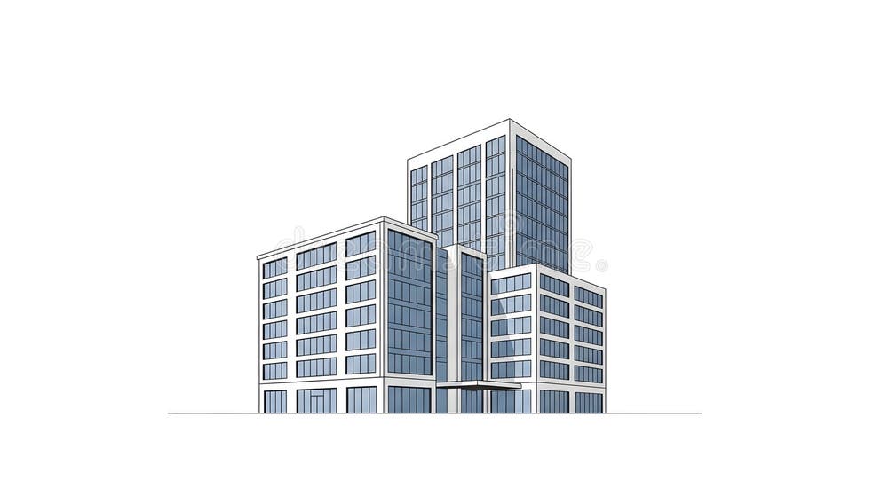 Modern Office Building Complex Illustration Stock Illustration ...