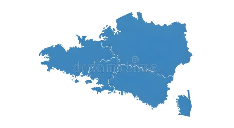 Blue Map Outline with Internal Borders on White Background Stock ...