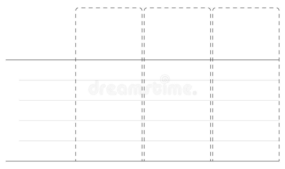 Clean Vector Table Template with Three Columns and Six Rows Stock ...