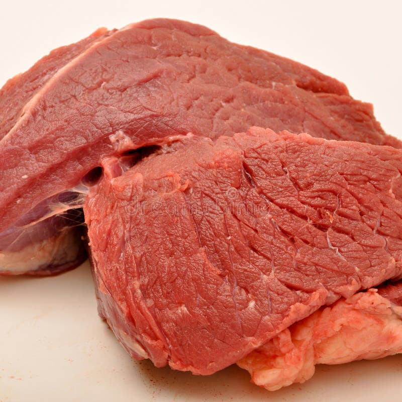 Clean Very Fresh Red Raw Cow Meat Beef, Isolated White Background ...