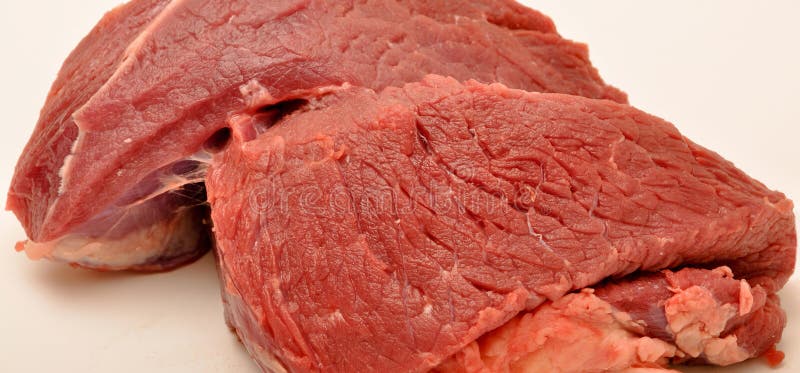 Clean Very Fresh Red Raw Cow Meat Beef, Isolated White Background ...