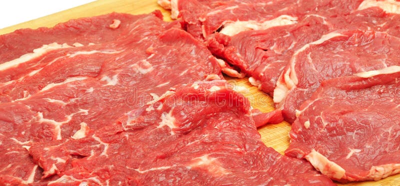 Clean Very Fresh Red Raw Meat Beef, on Cutting Board Stock Photo ...