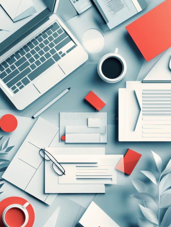 Professional Paper Art Background with Office Elements in 3D Design ...