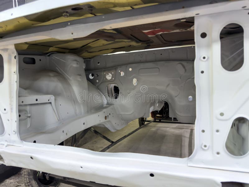 Clean View of Stripped Car Engine Bay during the Restoration Process ...