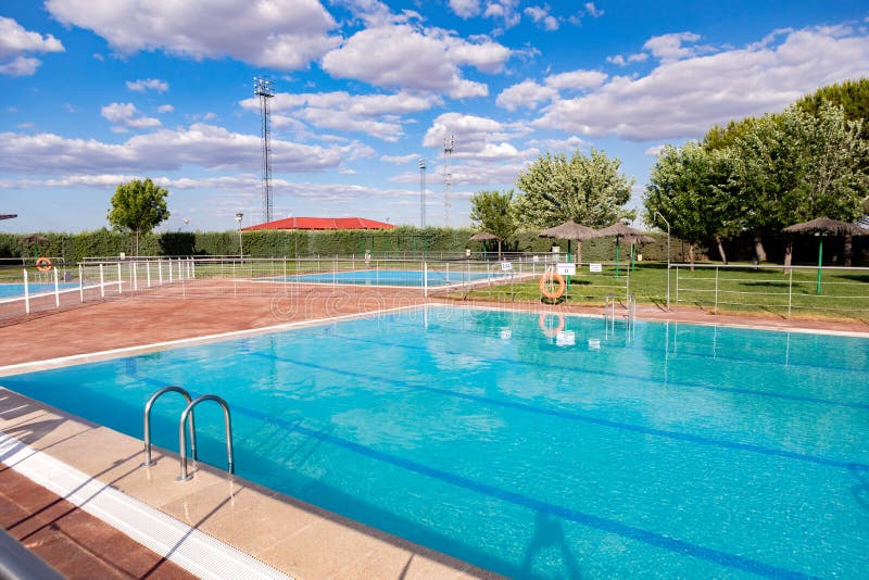 Clean water in a blue pool stock photo. Image of chlorine - 162559082