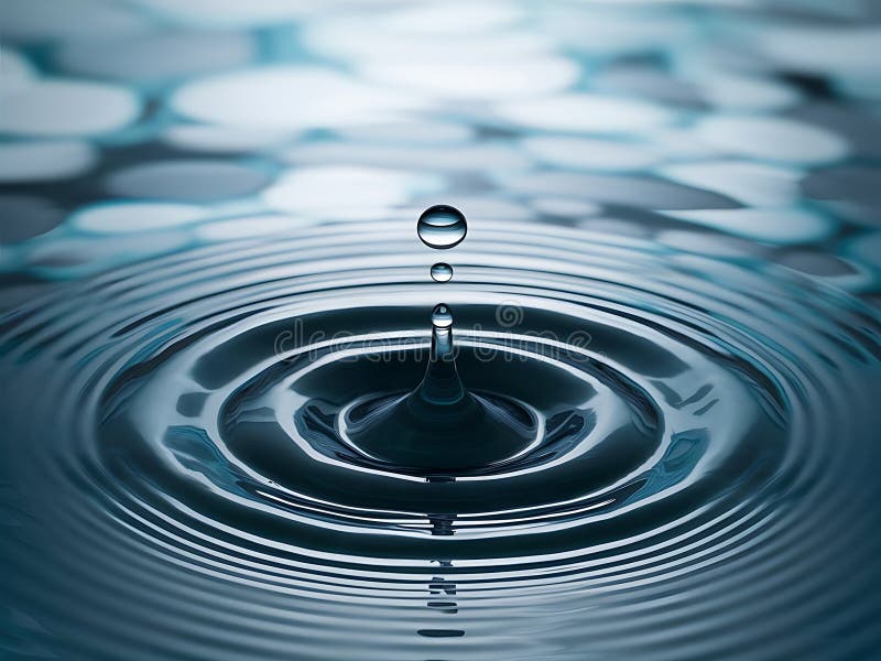 Clean Water Drop Background with Ripple Effect in Blue Tones Stock ...