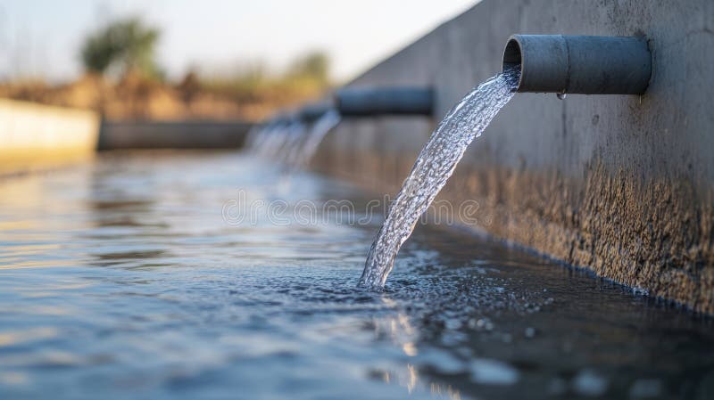 Clean Water Flowing through Drainage System Pipes during Irrigation ...