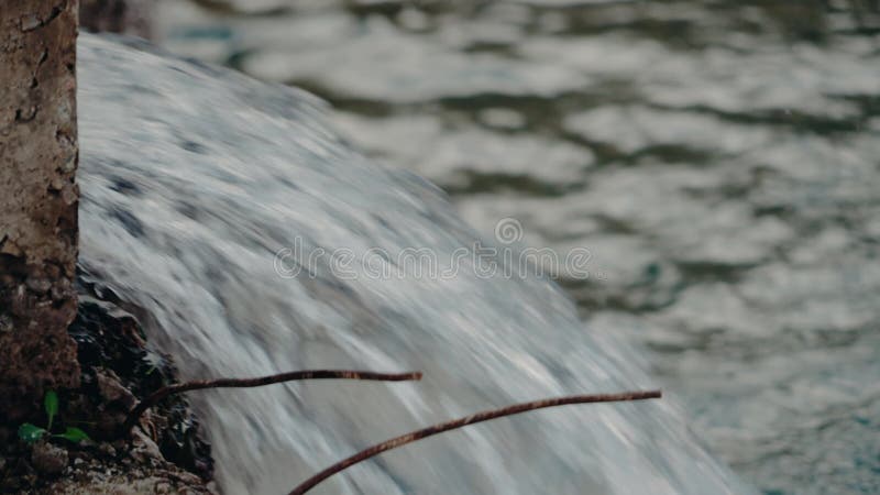 Clean Water Flows from Concrete Pipe into River Stock Video - Video of ...