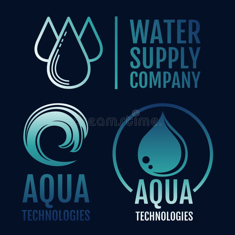 Clean Water Logo Collection. Water Supply and Aqua Stock Vector ...