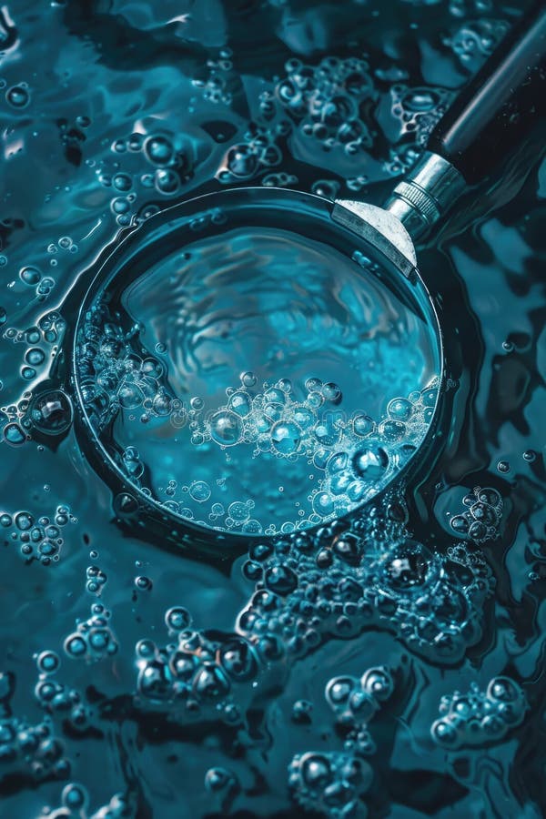 Clean Water and a Magnifying Glass. Selective Focus Stock Illustration ...