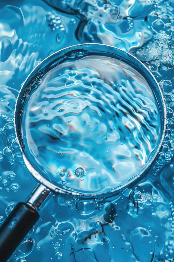 Clean Water and a Magnifying Glass. Selective Focus Stock Illustration ...