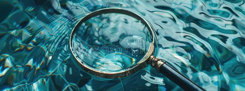 Clean Water and a Magnifying Glass. Selective Focus Stock Illustration ...