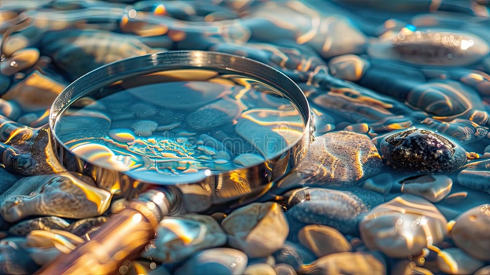 Clean Water and a Magnifying Glass. Selective Focus Stock Illustration ...