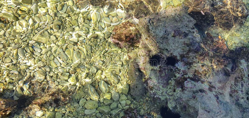 Clean Water in the Ocean and Rocks with Sun Rays Stock Photo - Image of ...