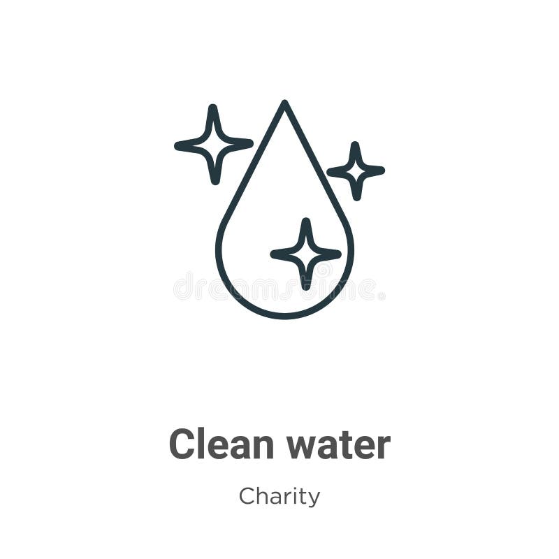 Clean Water Outline Vector Icon Thin Line Black Clean Water Icon Flat
