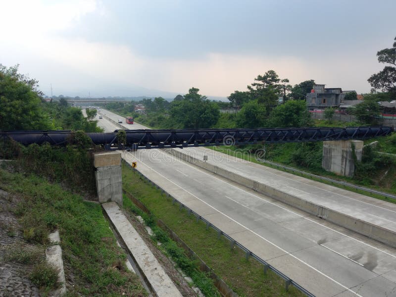 Clean Water Pipe Over the Highway Stock Image - Image of river, people ...
