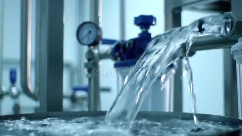 Water Purification System: Pure Water Flowing into Collection Vessel ...