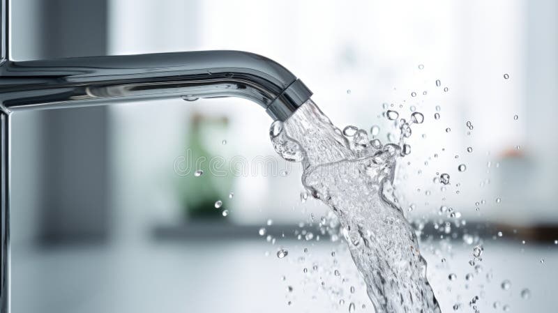 Clean Water Running from Kitchen Tap Stock Photo - Image of flowing ...