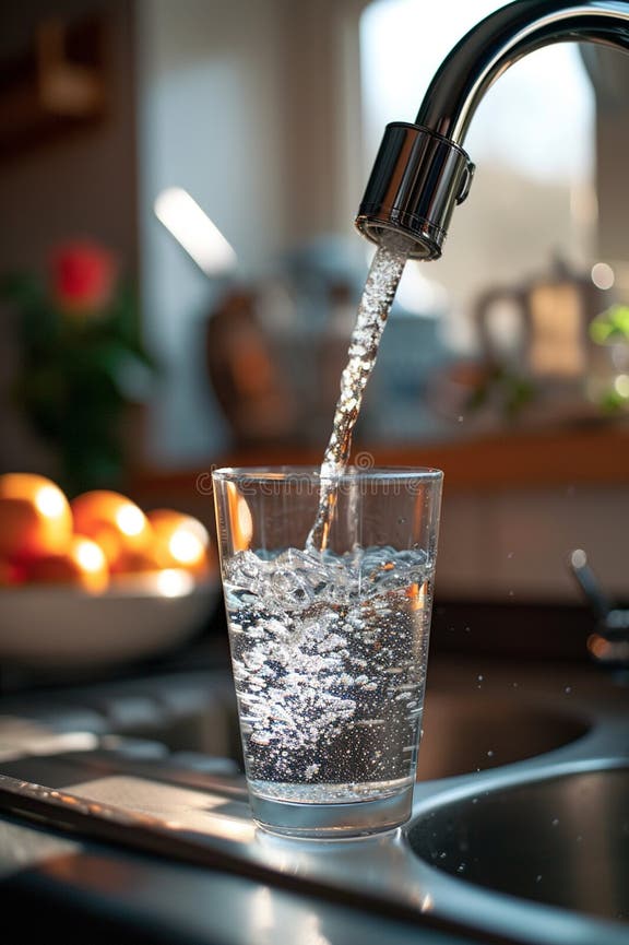 Clean Water from the Tap Flows into the Glass Stock Image - Image of ...