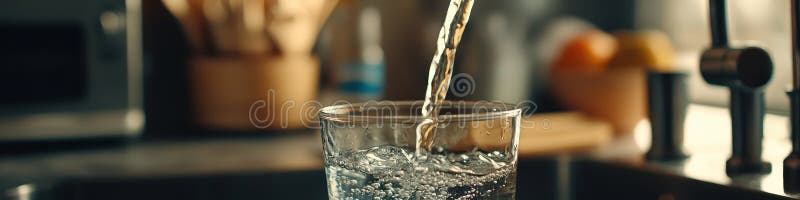 Clean Water from the Tap Flows into the Glass Stock Photo - Image of ...