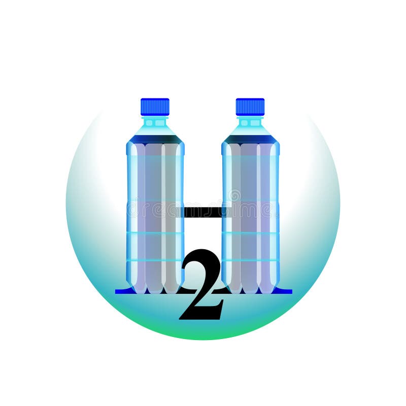 Clean Water Two Bottles. H2O Logo Illustration Stock Vector ...