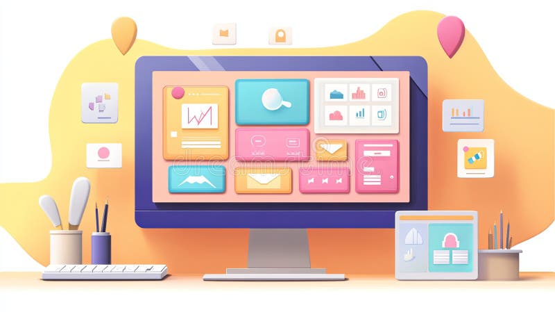 A Clean Web Design Dashboard Displayed on a Bright Computer Screen with ...