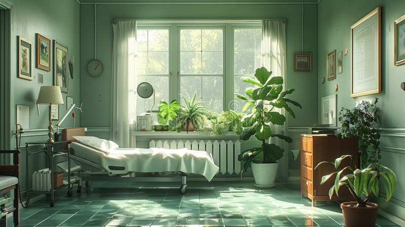 Clean Well-kept Modern Hospital Room Stock Illustration - Illustration ...