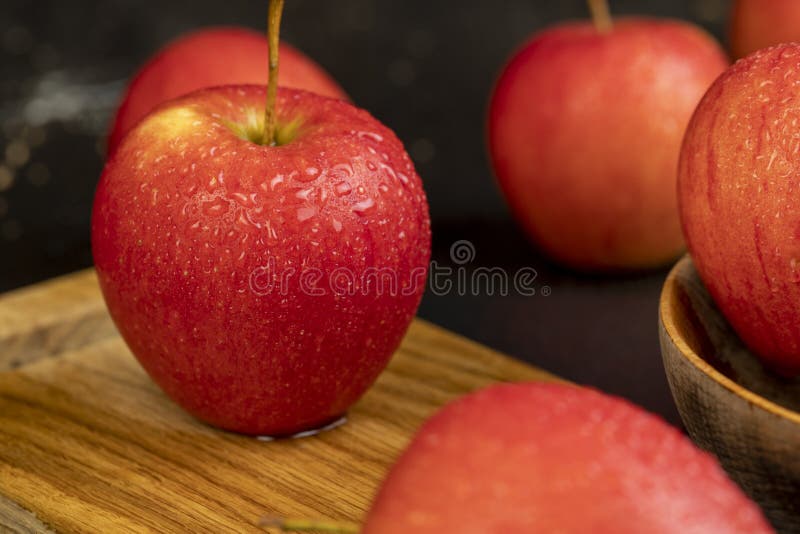 Clean Wet Red Apples , Close-up Stock Photo - Image of clean, delicious ...