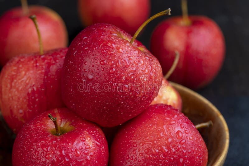 Clean Wet Red Apples , Close-up Stock Image - Image of food, fruit ...