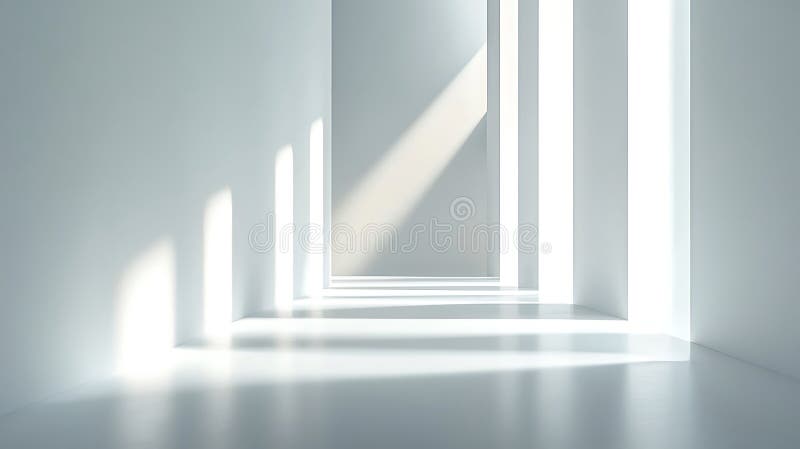 Abstract White Architecture Interior Space Sunlight Streaming through ...