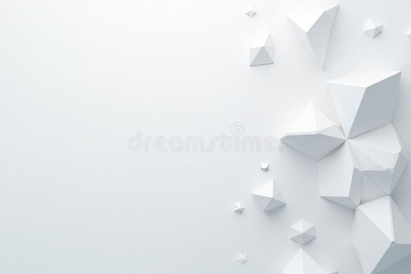 Clean White Backdrop with Interconnected Digital Polygons, Background, Wireframe, Abstract ...