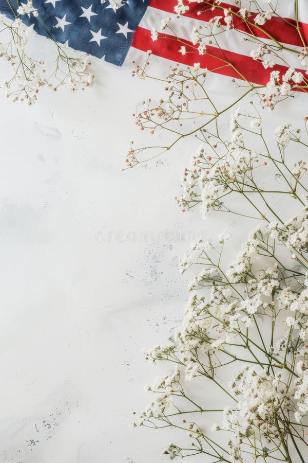 Clean White Backdrop with a Subtle American Flag for Patriot Day. Stock ...